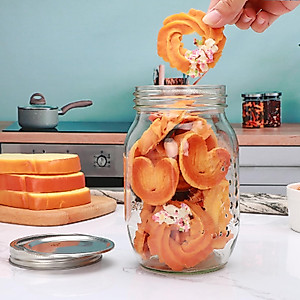 Encheng Wide Mouth Mason Jars 32oz,Clear Glass Mason Jars with Lids and Bands,12 Pack Quart Size Canning Jars with Metal and Plastic Lids for Preserving,Meal Prep,Fermenting,Jam