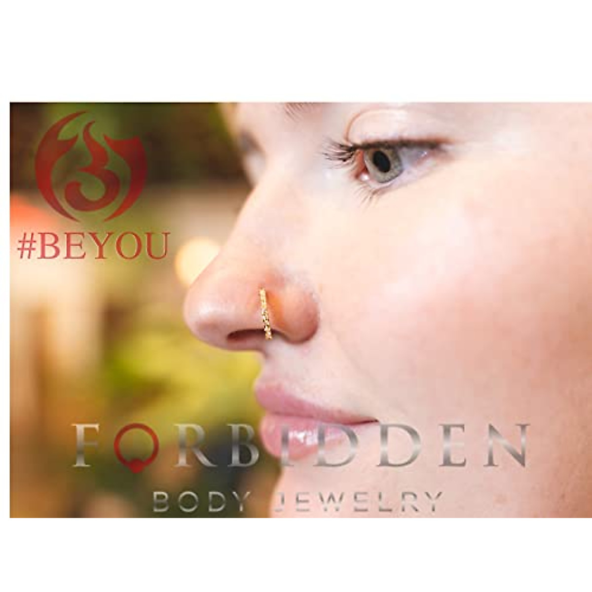 Forbidden Body Jewelry 20g 8mm Platinum Plated Brass Bendable Nose Ring and Cartilage Hoop Lined with CZ Gems