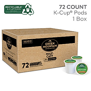 Green Mountain Coffee Roasters Half Caff, Single-Serve Keurig K-Cup Pods, Medium Roast Coffee, 12 Count (Pack of 6), Total 72 Count