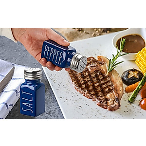 Farmhouse Salt And Pepper Shakers Set,Kitchen Blue Decor,Glass Salt And Pepper Shakers Set,Cute Salt Shaker,Gift For Women,Modern Farmhouse Decor,Home Decor,No Rubbing Off (2 BLUE)