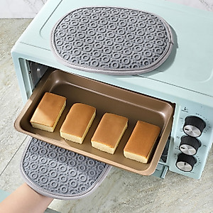 2PCS Silicone Pot Holders, OLULU Heat Resistant Hot Pads with Pockets, Non Slip Pot Holders for Kitchen, Baking and Cooking (9.8 * 7.5 inches, Grey)