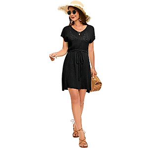 Jhsnjnr Womens Cover Ups for Swimwear Sexy Bikini Bathing Suit Cover Ups Crochet Beach Coverup Black