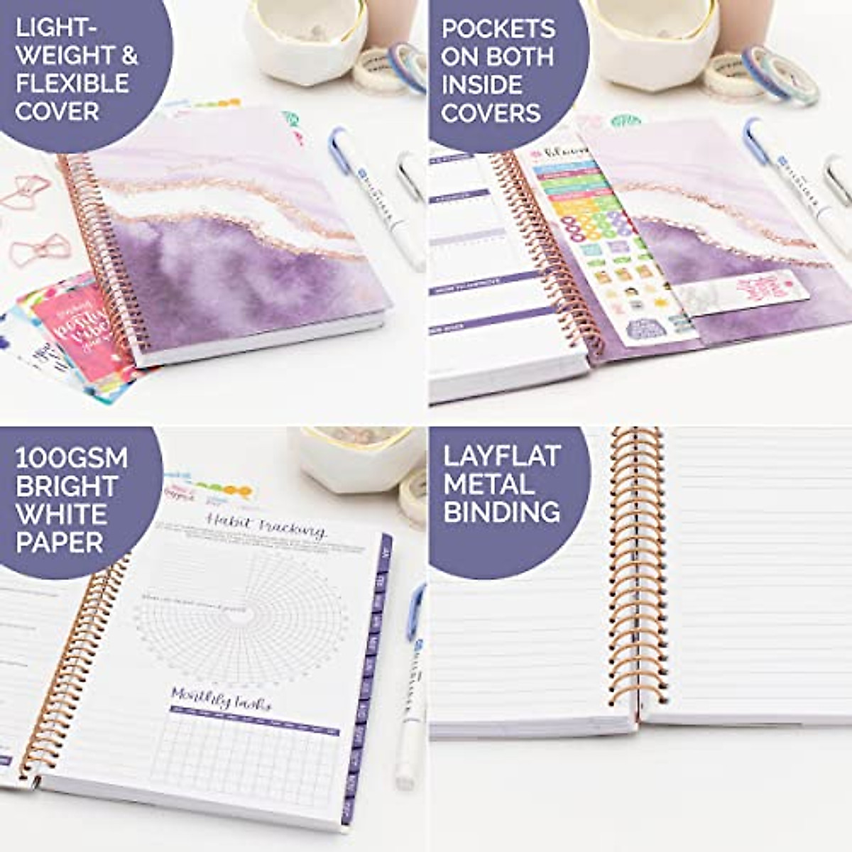 bloom daily planners 2023 Calendar Year Day Planner (January 2023 - December 2023) - 5.5” x 8.25” - Weekly/Monthly Agenda Organizer Book with Stickers & Bookmark - Lavender Daydream
