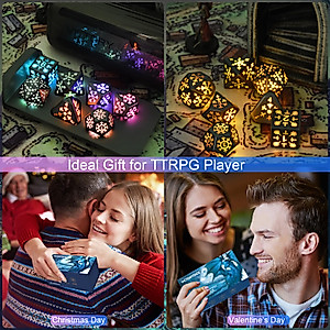 EXCECAR Wireless Charging DND Dice Set, Light Up Dice, Rechargable LED Dice, 7pcs Polyhedral Dice Set for RPG Role Playing Table Game