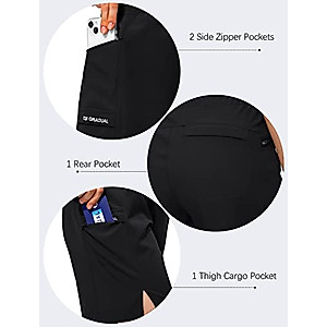 Women's Hiking Long Shorts 9" Quick Dry Cargo Bermuda Shorts Lightweight Knee Length with Zipper Pockets for Women(Black,M)