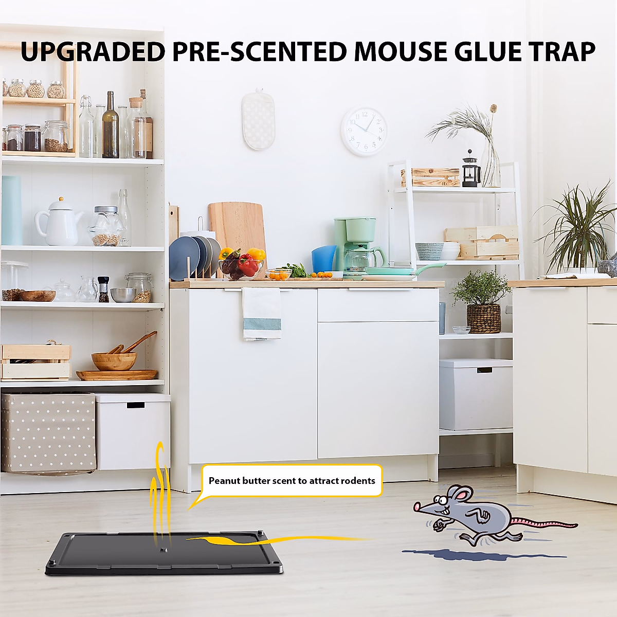 TRAP IT! Mouse Traps Indoor for Home, 12 Pack Pre-Baited Sticky Glue Traps for Mice & Rats, Larger Heavy Duty Adhesive Plastic Trays Pet Family Safe for Rodents, Snakes, Spiders, Lizards Pest Control