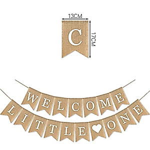 SWYOUN Burlap Welcome Little One Banner Baby Shower Garland Supplies Gender Reveal Party Decoration