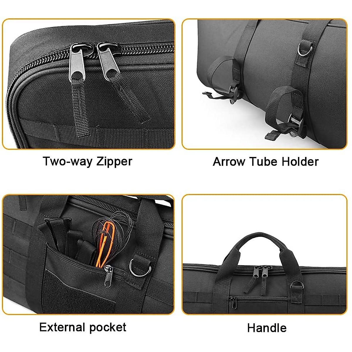 XTACER Tactical Bow Case MOLLE Recurve Takedown Bow Case Fully Padded Case (BLACK)