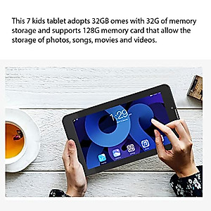 Toddler Tablet, Kids Tablet 3500mAh Battery 7 Inch 1280x800IPS 32GB Memory Storage Octa Core for Game US Plug