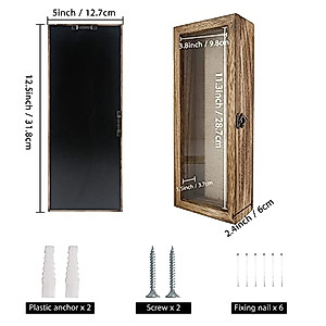 GraduatePro Shadow Box Frame 5x12 Display Case with Linen Back, Real Glass Window Door with Hinge, Picture Frame Wedding Bouquet Memorabilia Medals Photos Memory Box for Keepsakes, Carbonized Black