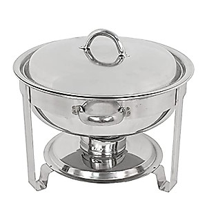 ZENY Pack of 3 Round Chafing Dish Full Size 5 Quart Stainless Steel Deep Pans Chafer Dish Set Buffet Catering Party Events Warmer Serving Set Utensils w/Fuel Holder