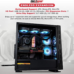 Deco Gear Gaming Desk Setup, Includes LED Keyboard, Chair, Mid-Tower Case, Streaming Mic, Mouse (Large, Red, Glass)