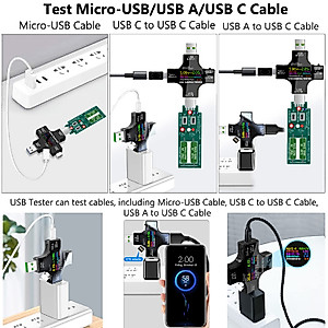 USB C Tester,KJ-KayJI 2 in 1 Tester IPS Digital Multimeter(2024),Voltage,Cur,Pwr,Resistance,Elec,Temp,Capacity,Tme,Fast Charging,with 3A Discharge Load Support PD2.0/PD3.0,QC2.0/QC3.0,BC1.2