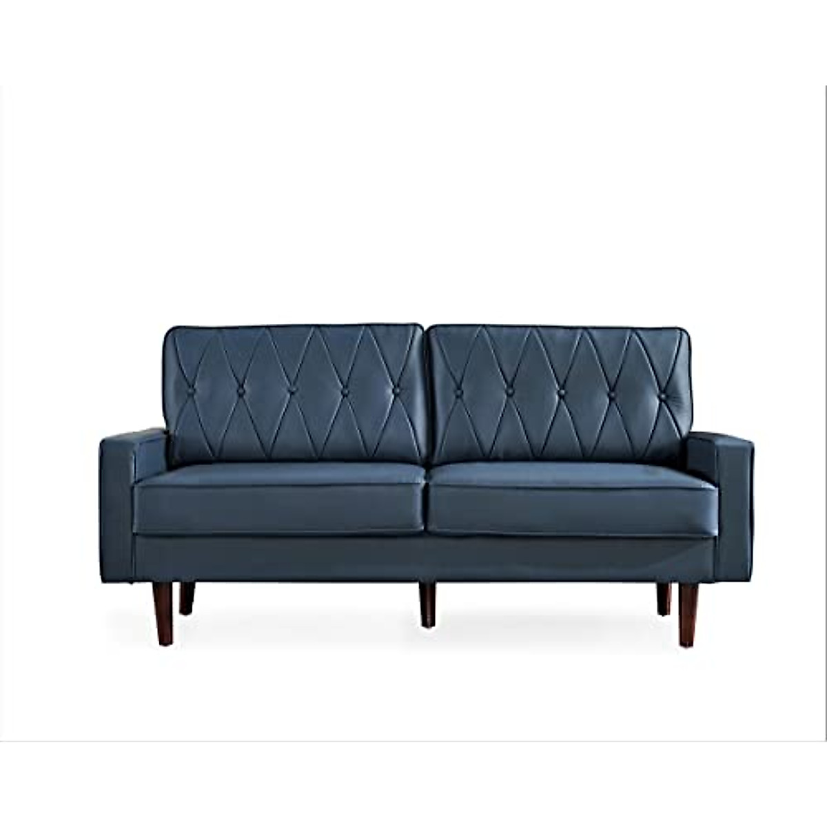 US Pride Furniture Modern Style Faux Leather 69.3’’ Wide with Round Tapered Legs Living Room Sofas, Blue