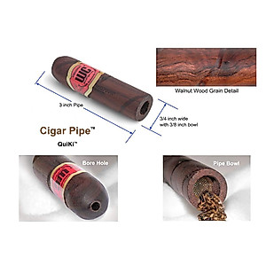 Stogie Pipe - Cigar Pipe Wooden Stogie (Walnut, 3")
