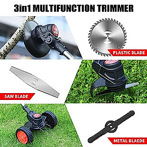 Octrace Electric Weed Wacker, Battery Powered Weed Eater with 1Pc 21V 2.0Ah Battery and Charger,Lightweight 3 in 1 Cordless Trimmer/Edger/Lawn for Garden,Yard（Black）