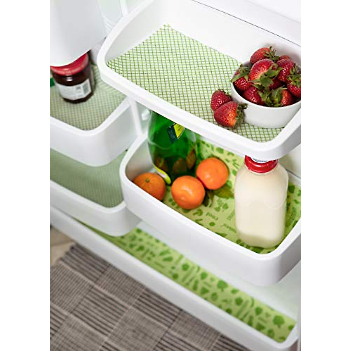 DII Fridge Liner Collection Non-Adhesive, Cut to Fit, 12x24, Green Veggies, 6 Piece