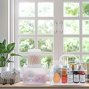 Plastic Square Storage Bin-Cabinet,Gift Box Portable Vanity Organizer with Secure Lid and Handle, Clear Container Box for Toiletries (1 Clear Box + 1 Middle Box +1 Smaill Boxs)