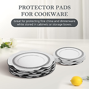Felt Plate Storage Dividers, 36 Pack Premium Felt Round China Dish Separators Pads Plate Dividers with 3 Sizes, Dish Storage Protectors Pads for Packing Stacking Cookware (White)