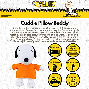 Franco Peanuts Snoopy Cozy Sweater Fall Bedding Super Soft Plush Cuddle Pillow Buddy, (Officially Licensed Product)