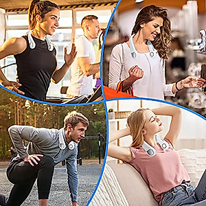 VANNPOOY Neck Fan, Bladeless Neck Fans for Women, Hands Free Neck Fans Portable Rechargeable Personal Cooling Fan for Neck - 3 Speeds, Strong Wind, 360° Cooling, Short Charging, Long Use Time (WHITE)