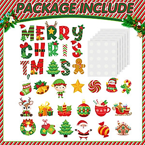 Estune 72 Pcs Merry Christmas Bulletin Board Set Winter Decoration Set Christmas Tree Candy Wreath DIY Cardstock Paper Cutout Holiday Borders Bulletin Teacher Supplies