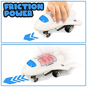 ArtCreativity Light Up Space Shuttle Toys, Battery Operated Spaceship Toy with LEDs, Sound, and Push and Go Motion, NASA Toys Outer Space Shuttle Toy Gifts for Boys and Girls, Set of 3,