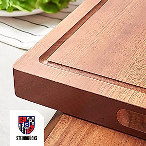 GOEHNER's Extra Large Sapele Wood Cutting Board - Edge Grain Butcher Block Ebony Meat Cutting Board with Juice Groove for Kitchen (20 x 14 x 1.5 inches | Extra Solid)