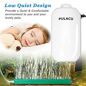 PULACO 210 GPH Ultra Quiet Aquarium Air Pump Dual Outlet, Fish Tank Aerator Pump with Accessories, Under 300 Gallon Fish Tanks