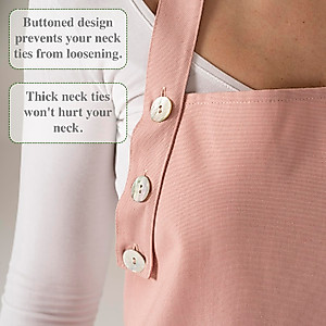 TOSHE Kitchen Apron Waterdrop Resistant Cotton Apron with adjustable Aprons for Women with Pockets 10 Color option Cooking Powder Pink Apron (Powder Pink)