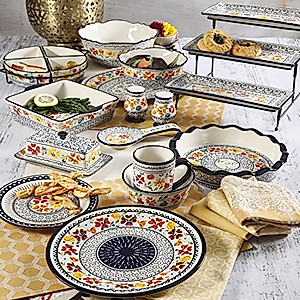 Laurie Gates by Gibson Hand Painted Luxembourg Dinnerware Set, Service for 4 (16pcs), Floral