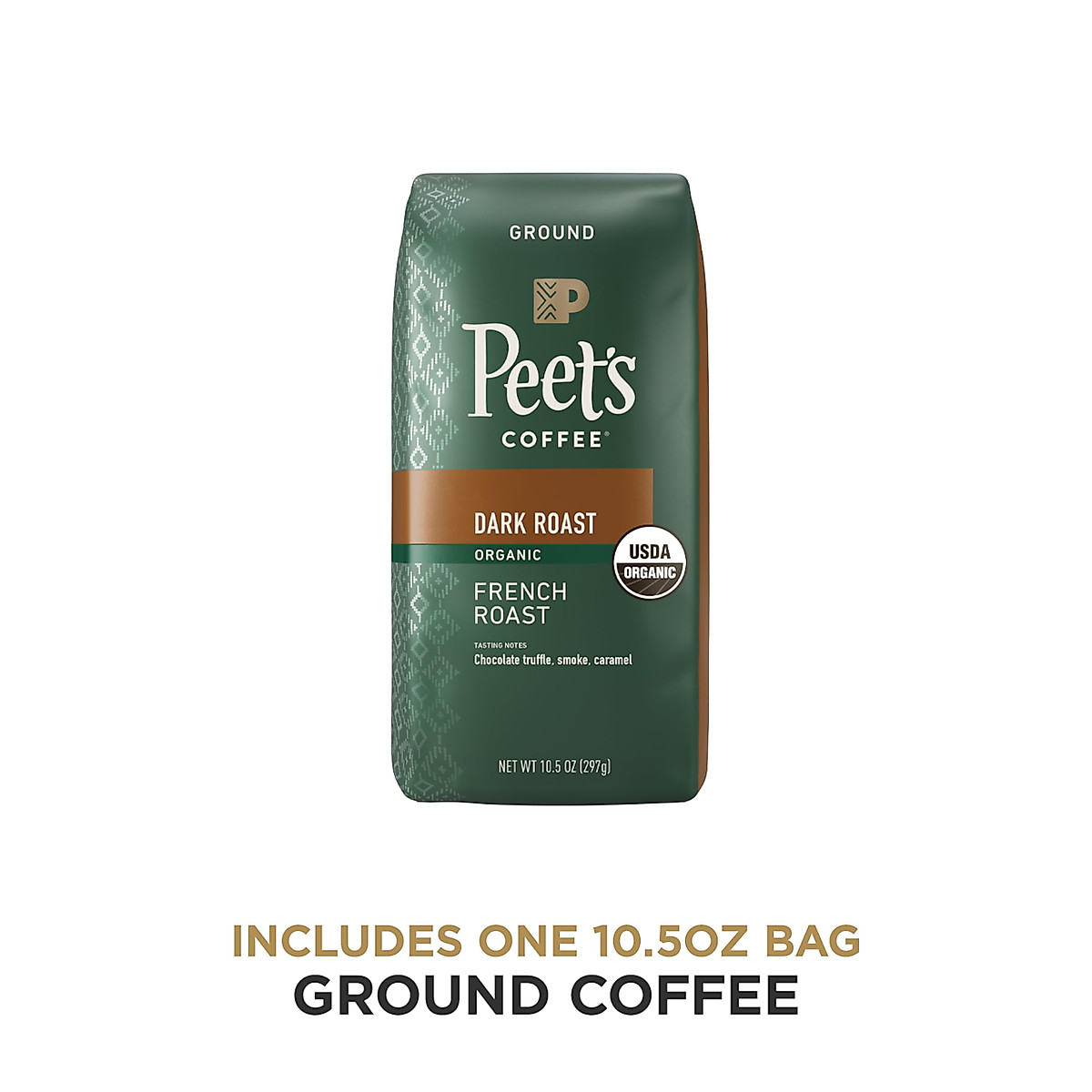 Peet's Coffee, USDA Organic Dark Roast Ground Coffee - French Roast 10.5 Ounce Bag