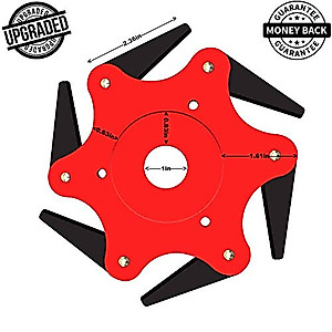 OXT Steel Trimmer Head, Premium 6 Steel Razors Trimmer Head, Upgraded Universal Weed Eater Blades Metal, 65Mn Professional Steel Razor Trimmer Head (Red)