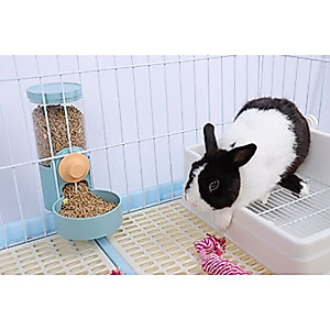 RUBYHOME Rabbit Hanging Automatic Food Dispenser, Small Animals Food Hanging Bowl for Crates & Cages Hanging Pet Cage Feeder for Cats Ferrets Rabbit Guinea Pigs