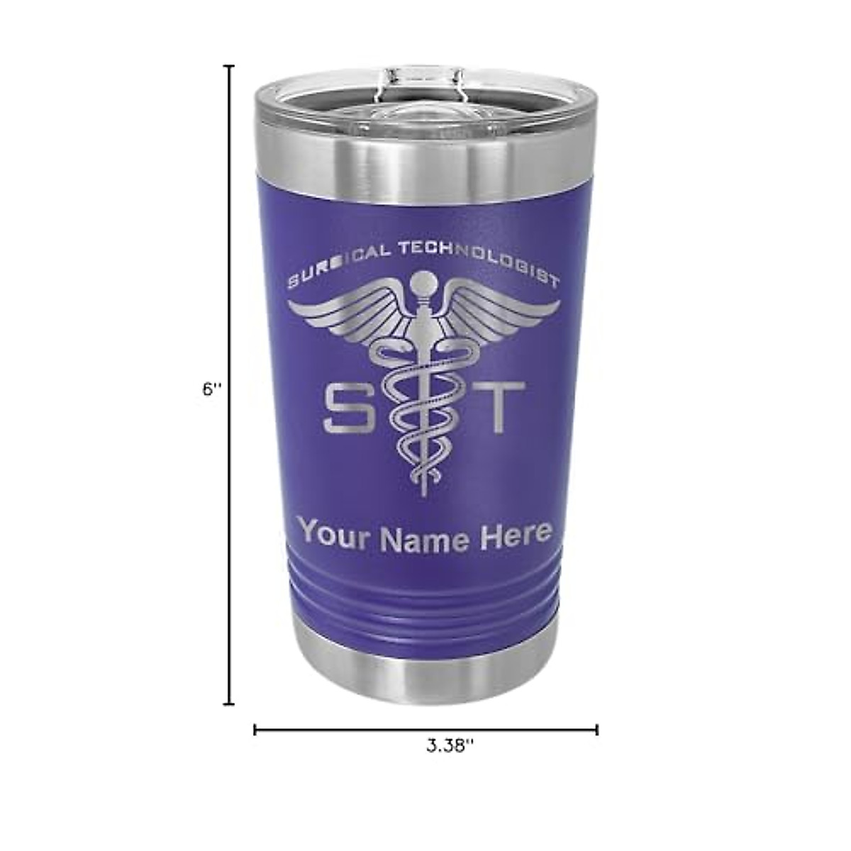 LaserGram 16oz Vacuum Insulated Pint Tumbler, ST Surgical Technologist, Personalized Engraving Included (Dark Purple)