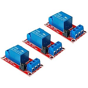 DIYables 3pcs Relay Module for Arduino, ESP32, ESP8266, Raspberry Pi, 1 Channel, 5V, High/Low Level Trigger