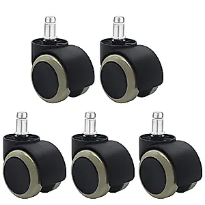 YIOVVOM 5PCS 2 Inch 11mm Universal Standard Size Roller Office Chair Replacement Wheels, Floor Protecting PU Plastic Office Chair Caster Wheels Standard Stem Size - Black/Gray