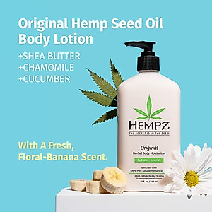 Hempz Original, Natural Hemp Seed Oil Body Moisturizer with Shea Butter and Ginseng, Original Scent, Floral Banana, 17 Fl.Oz ( Packaging may vary )