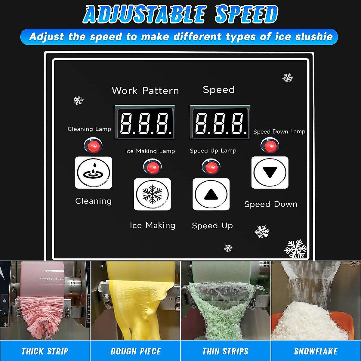 Snow Ice Machine Automatic Electric Ice Crusher and Ice Shaved Machine,1200W Water Cooled Countertop Snow Cone Slushie Maker With Stainless Steel Blade, Snowflake Machine For Commercial Use-485LBS/Day