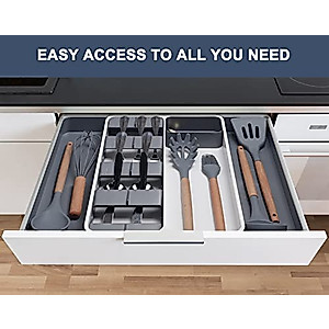 Kitchen Drawer Organizer, Silverware Flatware Organizer, Large Expandable Cutlery Organizer & Knife Drawer Organizer, Kitchen Utensil Drawer Organizer