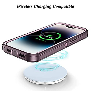 Qireoky for iPhone 14 Pro Max Case[3 in 1 Extreme Protective] Heavy Duty Shockproof Anti-dust Port Cover Non-Slip Multi Layers Bumper Dropproof Kickstand Phone Case for iPhone 14 Pro Max(Purple)