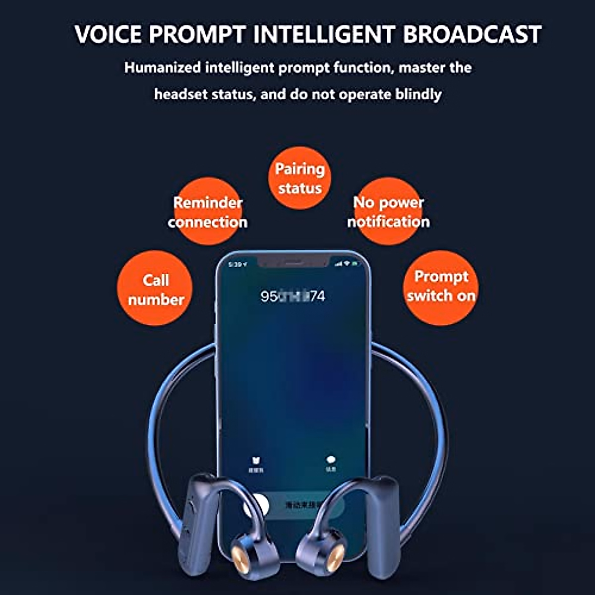 Wireless Bluetooth 5.3 Bone-Conduction Headphones Wireless Earbuds Bluetooth Headset Sport, 3D Stereo Sound,Long Standby Time Compatible with iOS & Android