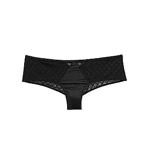 Victoria's Secret Icon T-Back Cheeky Panty, VS Monogram Lace, Hiphugger Underwear for Women, Very Sexy Collection, Black (M)