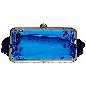 Yonger Womens Vintage Satin Cocktail Party Handbag Wedding Bag Shoulder Chain-blue