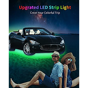Green Led Strip Lights,24inch 12V Interior Light Strip IP68 Waterproof Cuttable for Car Motorcycles Boat Golf Cart Truck Cargo Home Decoration with Strong Nano Tape(4PCS)