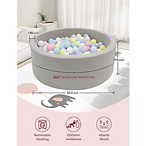 HOFISH Foam Playset with Ball Pit for Toddler Children, Playset Designed Easy to Clean or Install, Children Indoor Active Climbing Crawling and Playing -(Balls NOT Included) (Light Gray, 1PC)