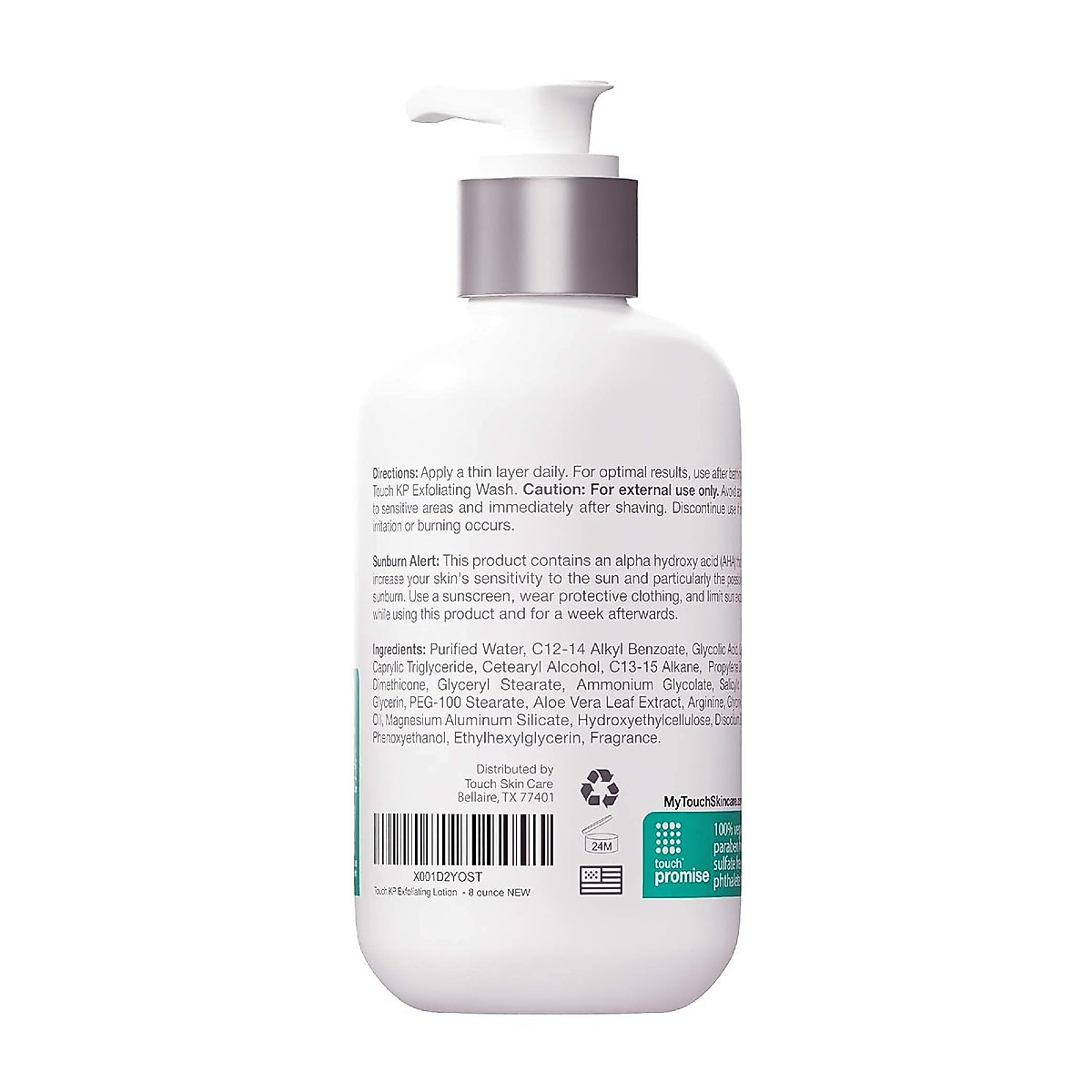TOUCH Glycolic Acid Lotion for Keratosis Pilaris - KP Lotion Moisturizer - Glycolic Acid Body Lotion for AHA BHA Rough & Bumpy Skin- Keratosis Pilaris Exfoliating Lotion Gets Rid Of Redness - 8 Fl Oz