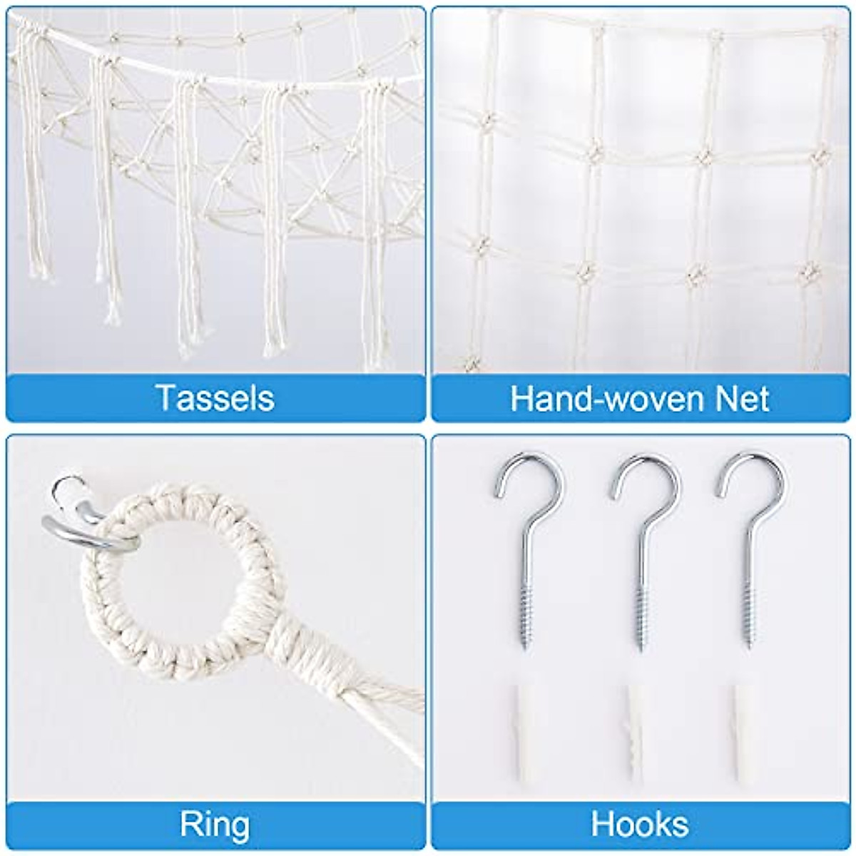 Stuffed Animals Hammock Net Toy Storage Organizer, Unicorn Castle Stuffed Animals Storage Toy Holder Boho Wall Hanging Décor for Nursery Kids Play Room Bedroom,White