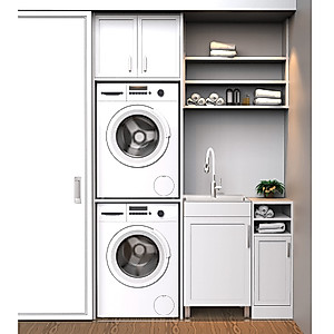 Transolid TC-2020-WCW. All-in-One Laundry/Utility Sink Kit in White, 19.7-in L x 19.7-in W x 34.6in H