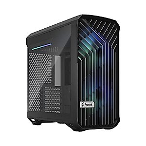 Fractal Design Torrent Compact RGB Black - Light Tint Tempered Glass Side Panels - Open Grille for Maximum air Intake - Two 180mm RGB PWM Fans Included - Type C - ATX Airflow Mid Tower PC Gaming Case